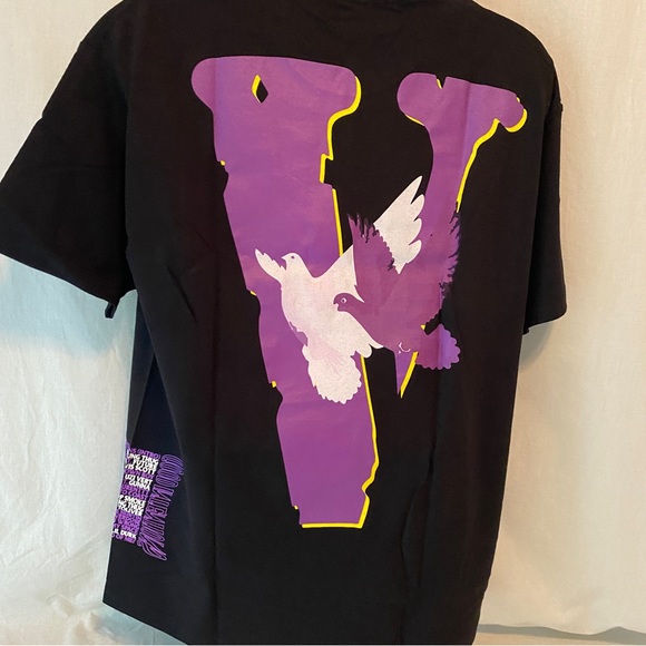 VLONE | Shirts | Vlone Good Intentions Size Xl Black Purple Doves Tee ...